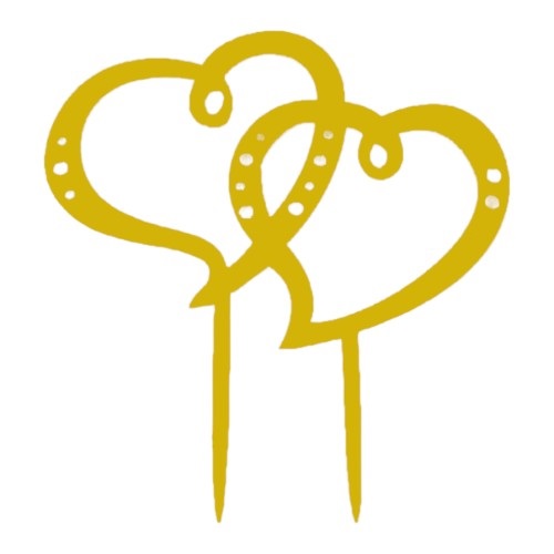 Cake topper double heart gold | TM-9901
